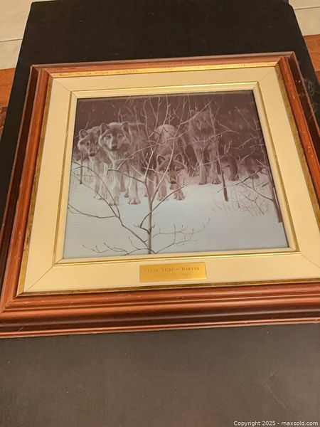 Robert Bateman “Clear Night – Wolves” framed print | Maxsold