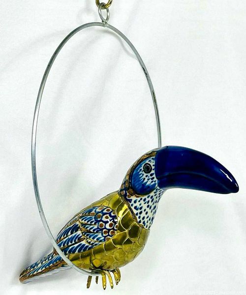 Ceramic and Brass Toucan Hanging Sculpture | Maxsold