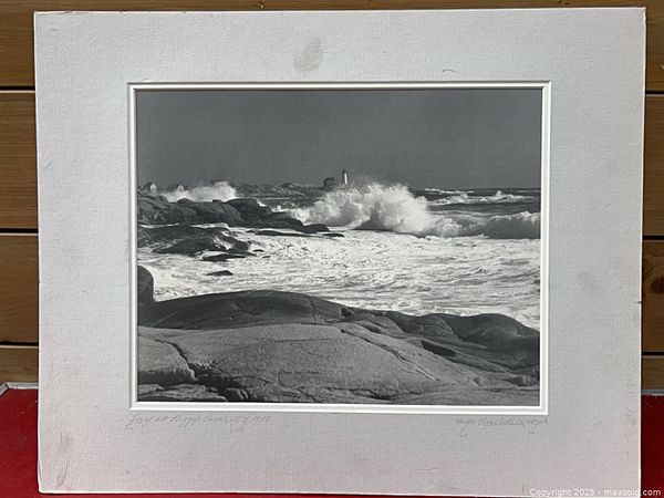 Wallace R. MacAskill signed photograph Waves at Peggy's Cove 1938 | Maxsold