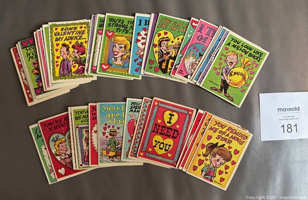 1959 Topps Funny Valentine trading cards set, 51 of 66 | Maxsold