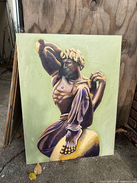 Hand-painted Hercules artwork on board | Maxsold