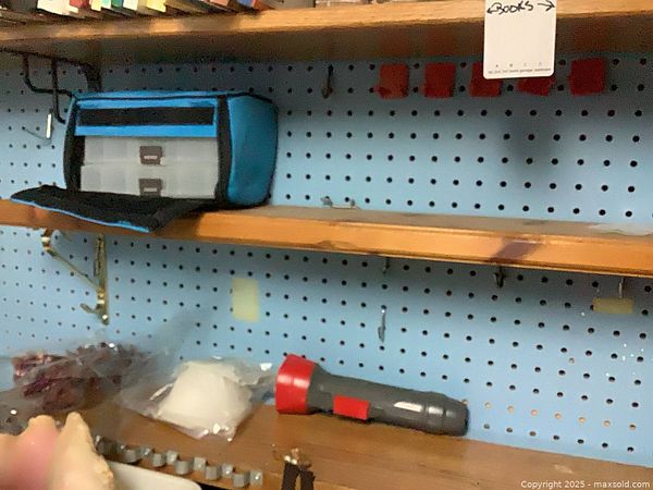 Screwdrivers, flashlight, Mastercraft rasp, tempera paint, jars of ...