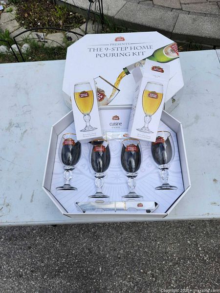 Stella Artois 9-Step Pouring Kit With 6 Chalice Glasses | Maxsold
