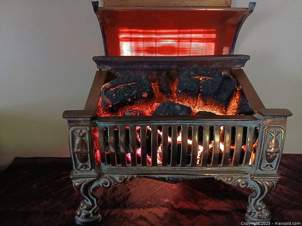 Magicoal copper-tone electric faux coal fireplace heater | Maxsold