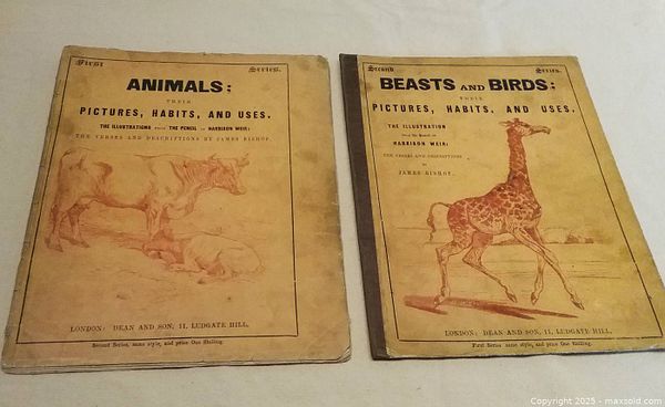 1858 Dean & Son "Animals" & "Beasts and Birds" softcover booklets | Maxsold