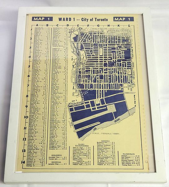 Vintage 1961 City of Toronto Ward 1 framed map | Maxsold