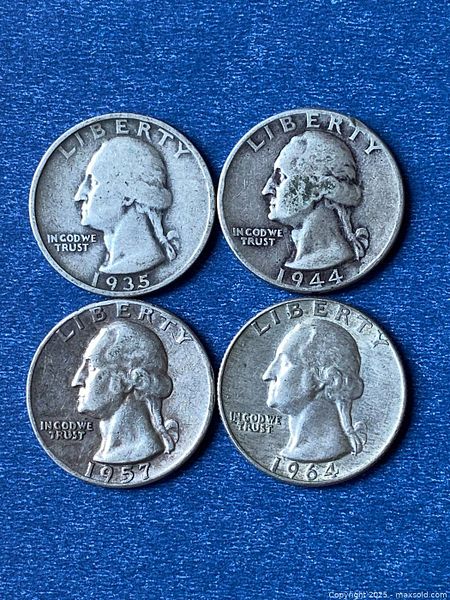 4 Silver US Washington Quarters 1935-1964 | Maxsold