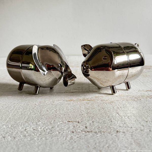 Small Vintage Silver Tone Metal Coin Banks | Maxsold