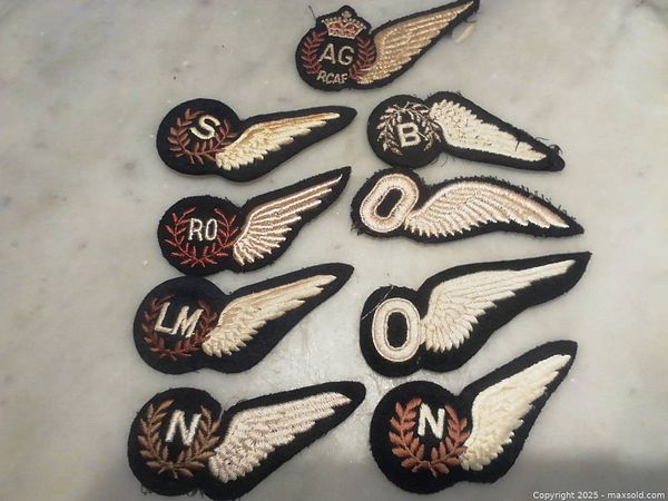Nine RCAF half-wing trade badges | Maxsold