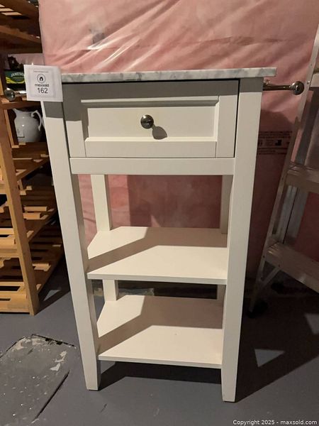 Marble Top Mini Island with Drawer and Shelves | Maxsold