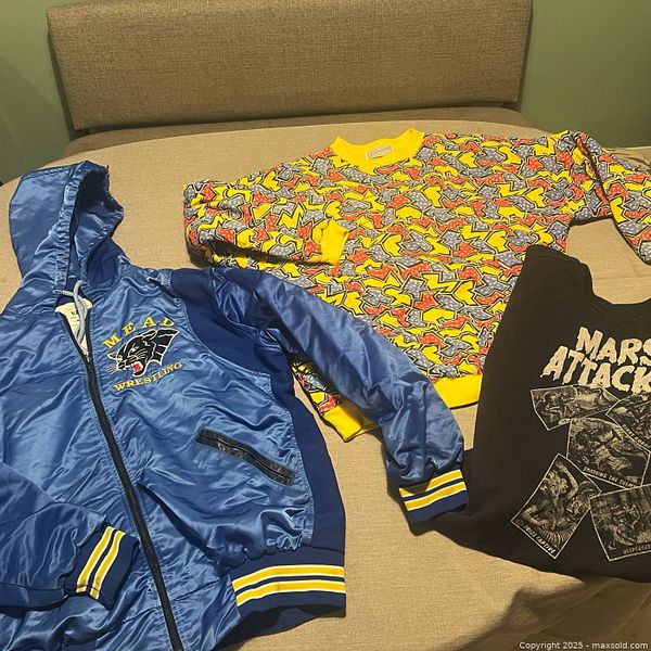 Mead Wrestling Jacket, Mars Attacks & 80s Sweatshirts | Maxsold