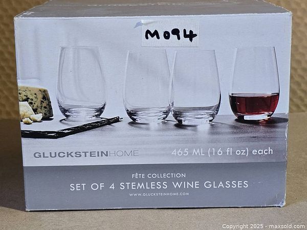 Gluckstein Home Fête Collection Stemless Wine Glasses Set of 4 | Maxsold