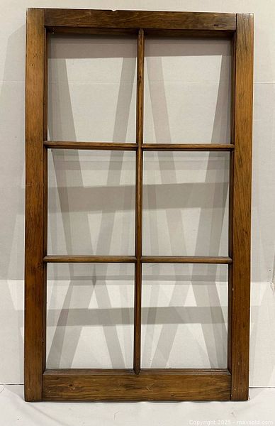 Antique wooden six-pane window frame 24"×42" | Maxsold