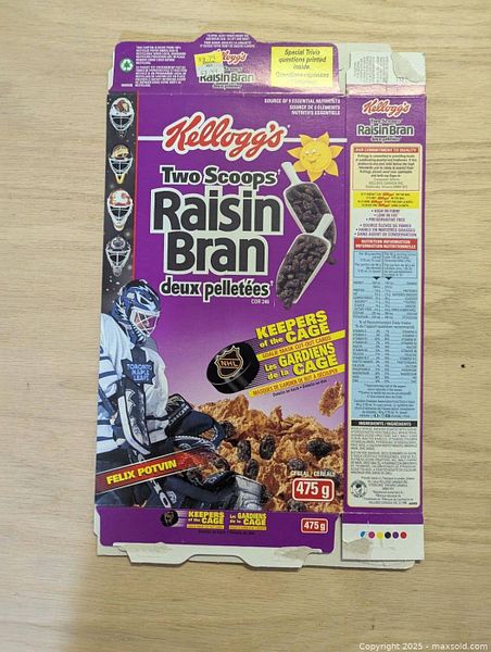 Vintage Kellogg's Raisin Bran NHL Keepers of the Cage cereal box | Maxsold