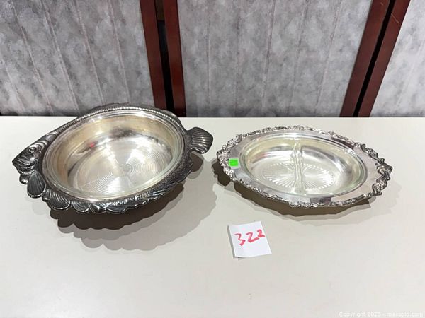 Gorham silver-plate fish bowl with insert and silver-plate divided ...