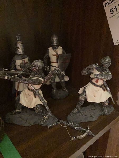 Medieval crusader knight figurines, four | Maxsold