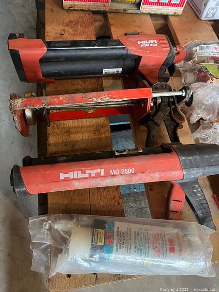 Hilti HDM500 manual adhesive dispensers and cartridges | Maxsold