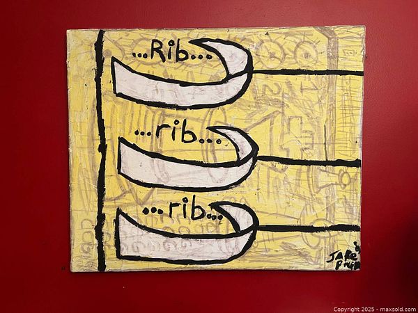 Jake Pruid acrylic painting “Rib Rib Rib” 24" x 19.5" | Maxsold