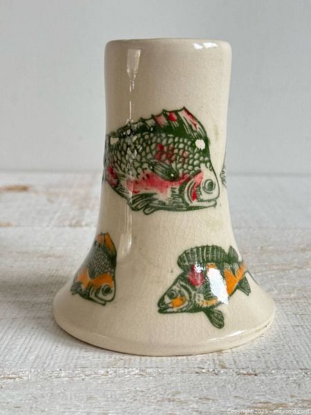 Fluted Pottery Vase With Fish Pattern | Maxsold