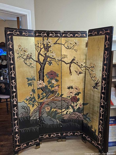 4 Panel Vintage Chinoiserie Folding Screen | Maxsold