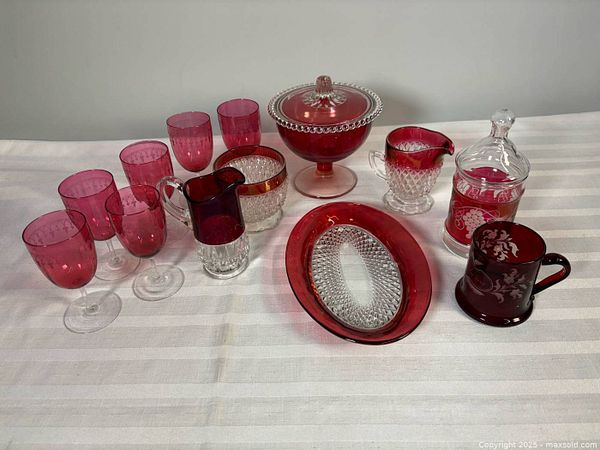 Ruby red flashed glassware collection | Maxsold