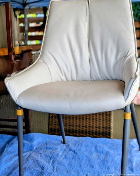 Off-White Leather Desk Chair | Maxsold