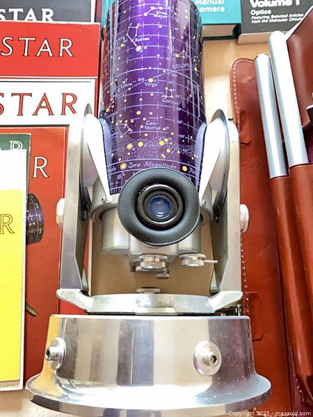 Questar telescope with case, tripod legs, lens, books | Maxsold