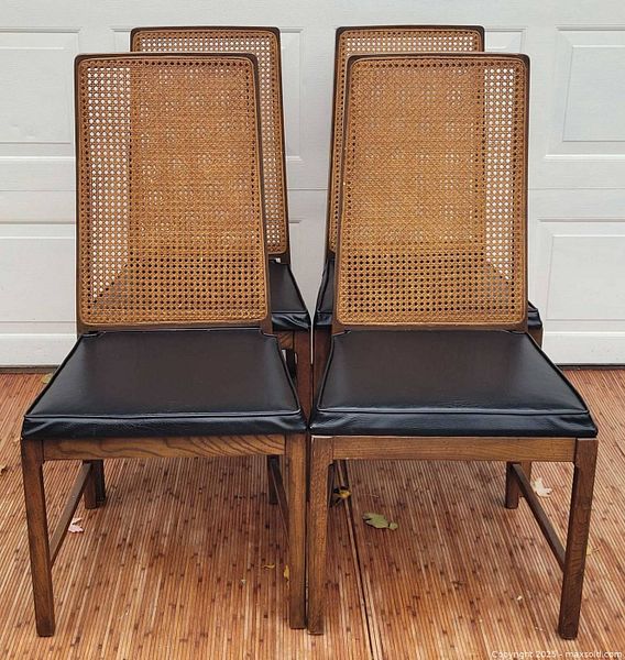 Mid-Century walnut cane back chairs | Maxsold