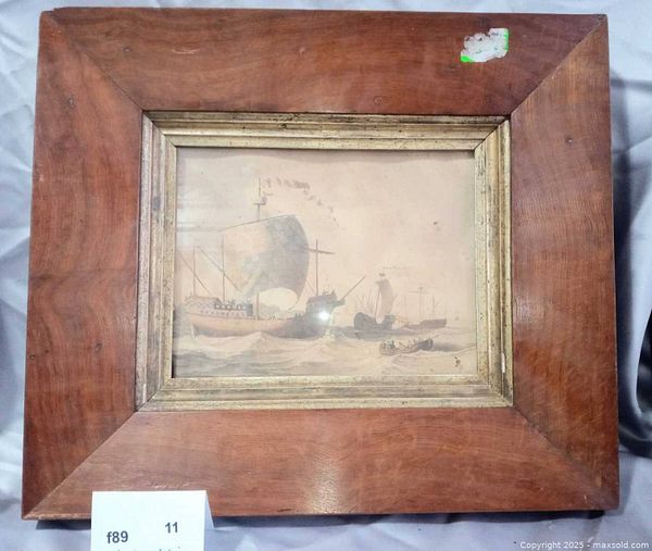 Framed etching “Ships of the Reign of King Edward IV” 1482 | Maxsold