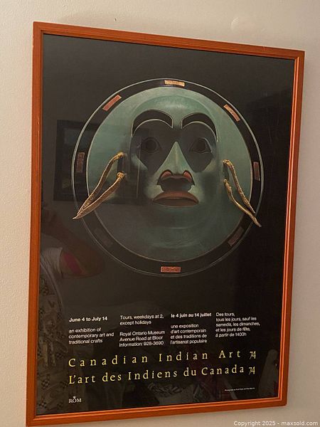 1974 Royal Ontario Museum Canadian Indian Art exhibition poster, framed ...