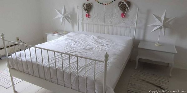 Ikea Leirvik queen bed frame with memory foam mattress | Maxsold