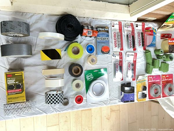 Assorted tape rolls and Velcro fasteners | Maxsold