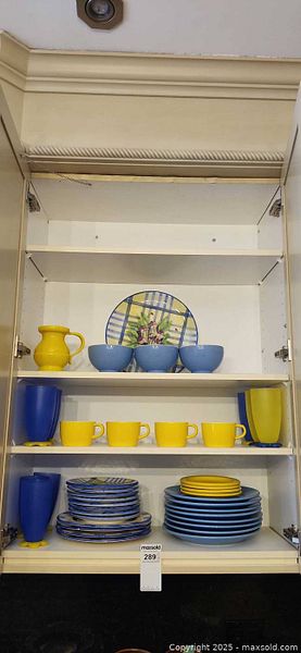 Blue And Yellow Dinnerware And Plastic Cups | Maxsold