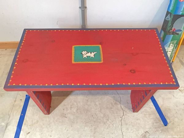 Painted wooden kids table 36x18x18" | Maxsold