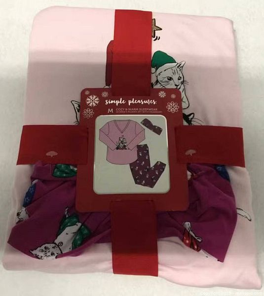 Simple Pleasures 3 Pc Cat Christmas PJ Set 1X | Maxsold