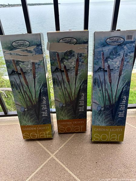 Naturally Solar cattail garden stake lights 3 box lot | Maxsold