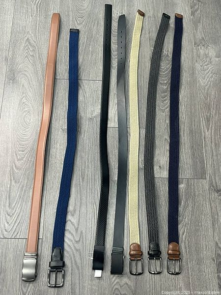Lot of 8 men’s belts assorted materials | Maxsold