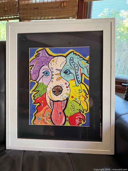 Rebecca Fischer pop art Border Collie framed | Maxsold