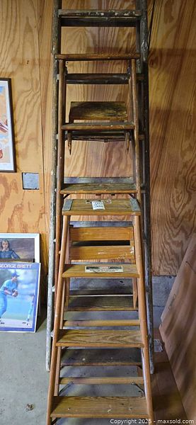 Lot of 3 Wooden Ladders – Step & Straight/Extension | Maxsold