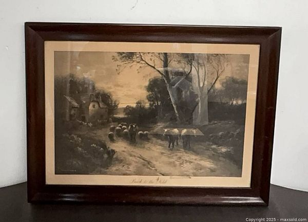 Framed Elmer Keene “Back to the Fold” lithograph 26.5" x 20" | Maxsold