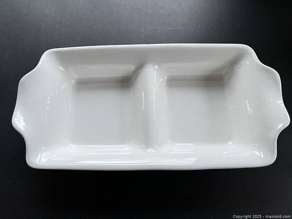 15" white ceramic divided serving dish | Maxsold