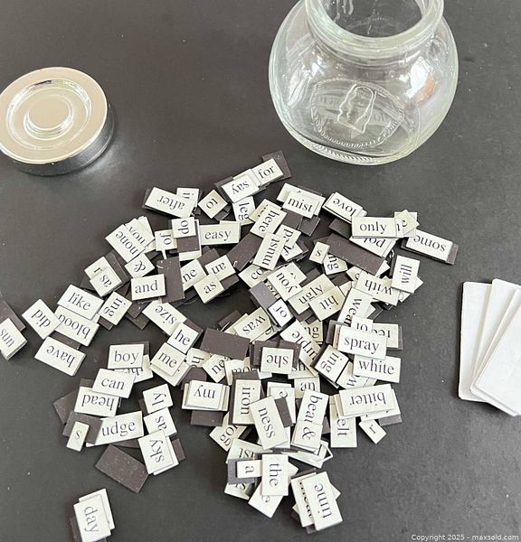 Magnetic Poetry word tile set with jar | Maxsold