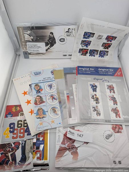 Unused Canadian NHL Legends stamp sets & FDCs | Maxsold