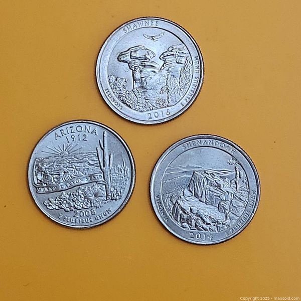 Three US Commemorative 25-Cent Coins 2008-2016 | Maxsold