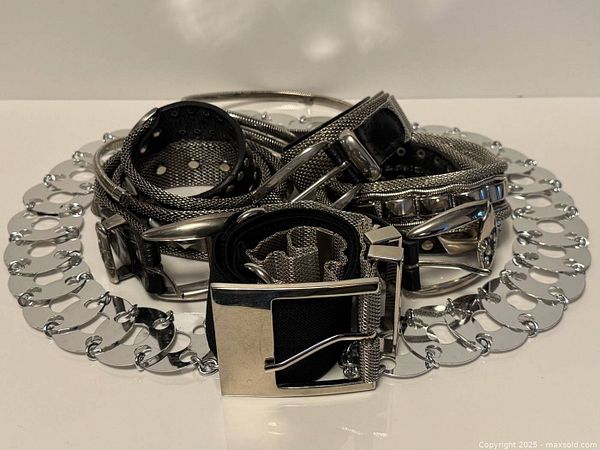 Lot of metal mesh and leather belts | Maxsold