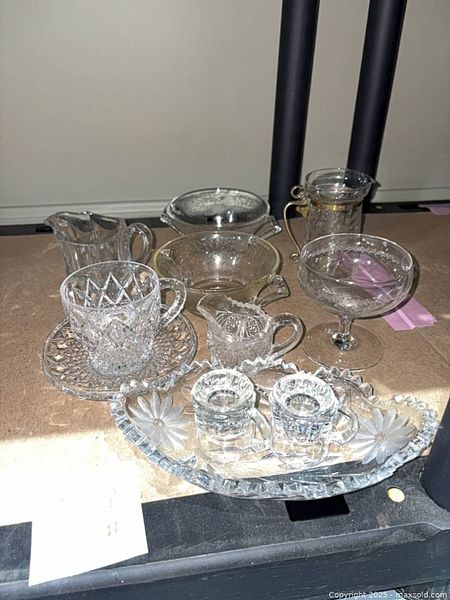Assorted cut and pressed clear glassware lot | Maxsold