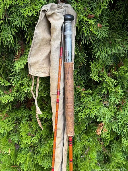 Antique split bamboo fly fishing rod with cloth sheath | Maxsold