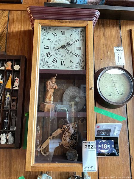 Wood Wall Clock, Carved Fisherman, Shell, Geode | Maxsold