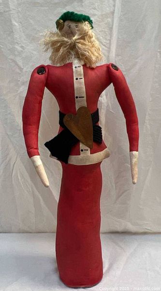 Vintage 20" handmade cloth Santa doll, primitive folk art style | Maxsold