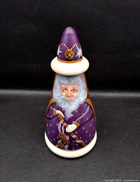 1999 Signed Handcrafted Father Christmas Wood Figure | Maxsold